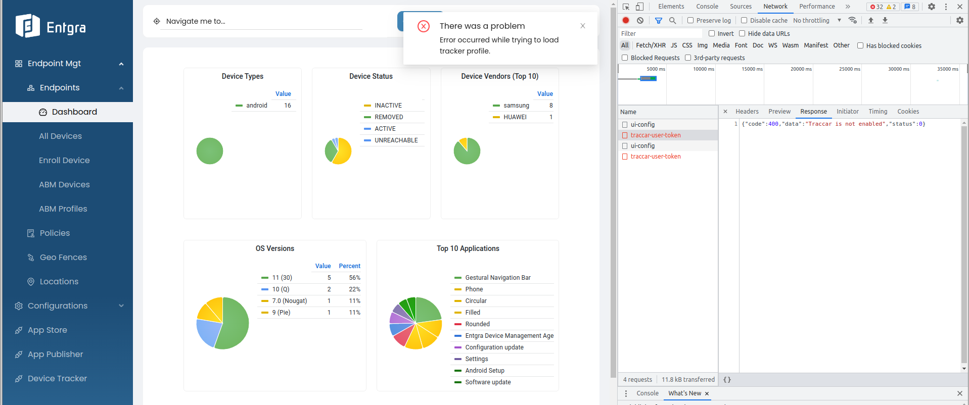 Bug #9776: Cannot load Device Tracker profile - Backlog - Entgra.io